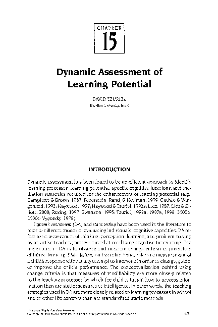 (PDF) Dynamic Assessment of Learning Potential
