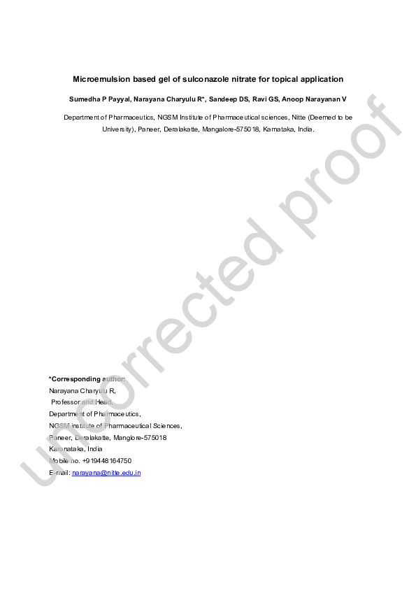 (PDF) Microemulsion based gel of sulconazole nitrate for topical application