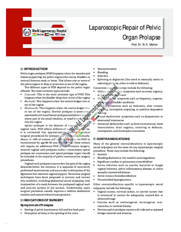 (PDF) Laparoscopic Repair of Pelvic Organ Prolapse