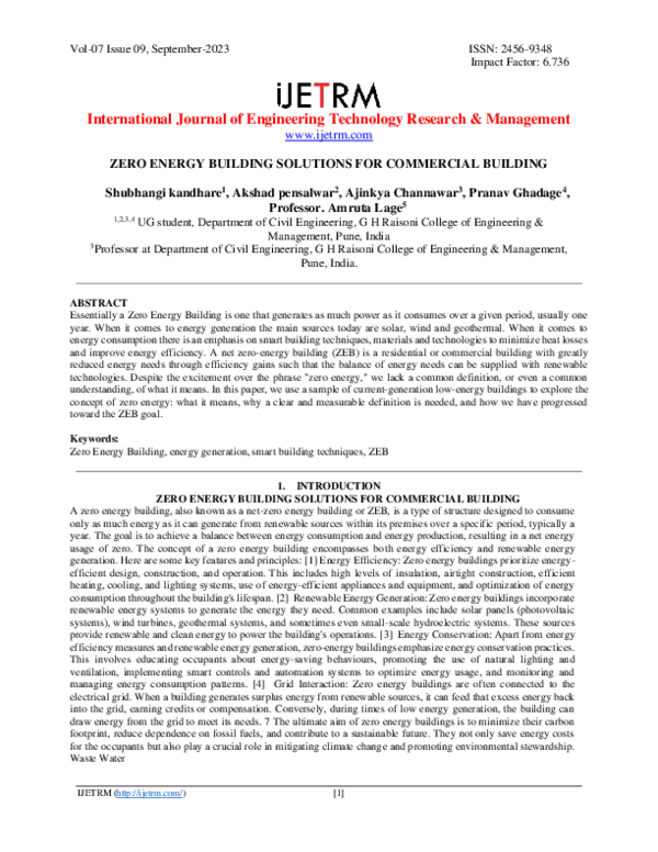 (PDF) ZERO ENERGY BUILDING SOLUTIONS FOR COMMERCIAL BUILDING