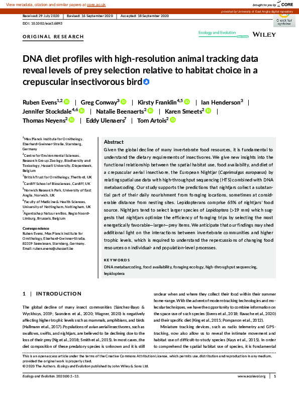 (PDF) DNA diet profiles with high‐resolution animal tracking data reveal levels of prey ...