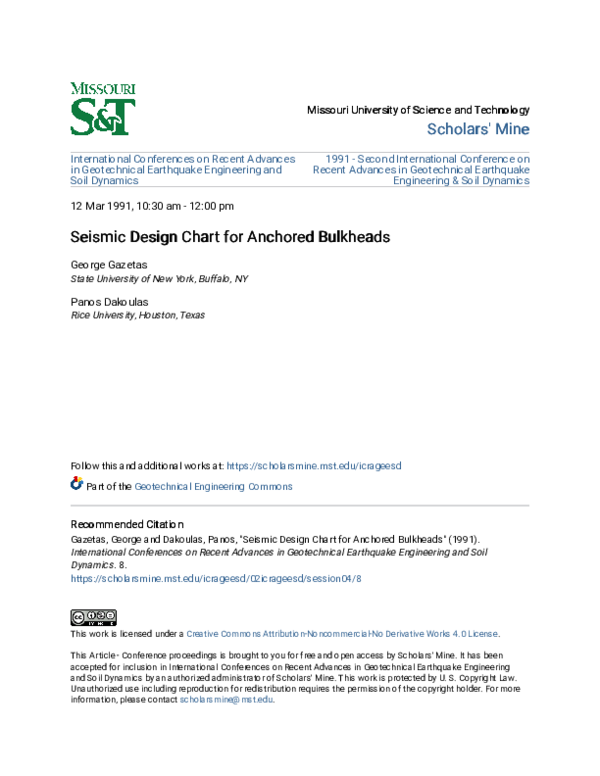 (PDF) Seismic Design Chart for Anchored Bulkheads
