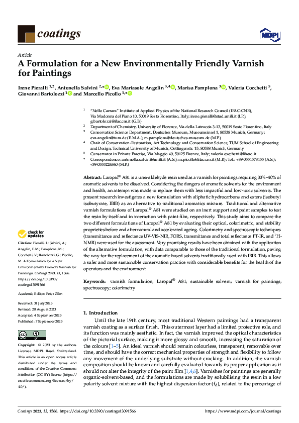 (PDF) A Formulation for a New Environmentally Friendly Varnish for ...