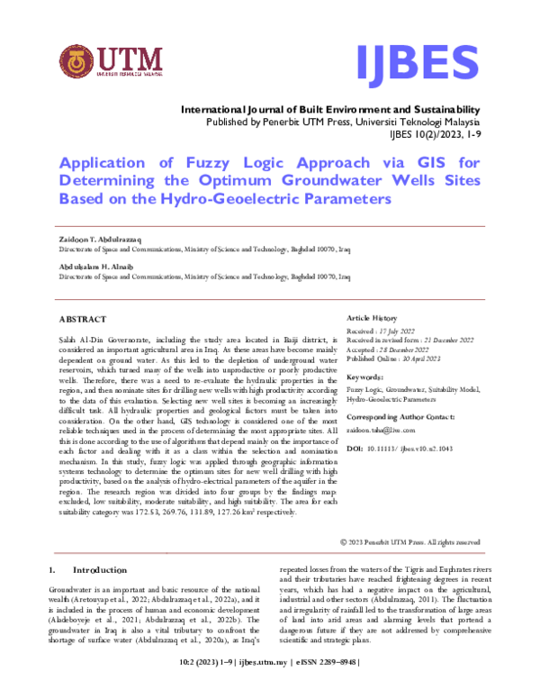 (PDF) Application of Fuzzy Logic Approach via GIS for Determining the ...