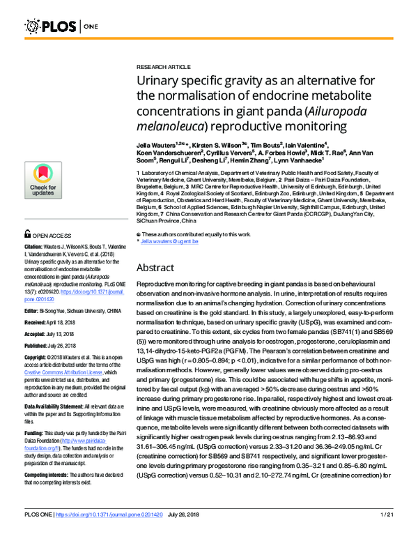 (PDF) Urinary specific gravity as an alternative for the normalisation ...