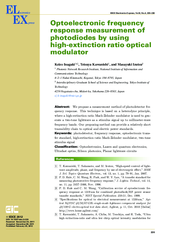 (PDF) Optoelectronic frequency response measurement of photodiodes by ...
