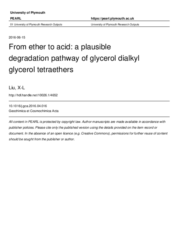 (PDF) From ether to acid: A plausible degradation pathway of glycerol ...