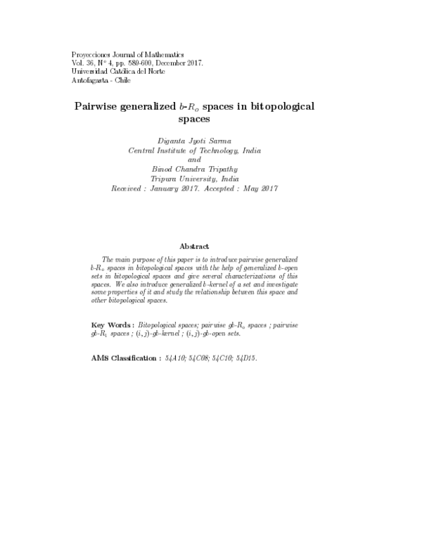 (PDF) Pairwise Generalized b-Ro Spaces in Bitopological Spaces