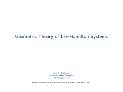 (PDF) Geometric Theory of Lie-Hamilton Systems