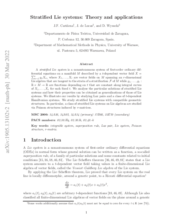 (PDF) Foliated Lie systems: Theory and applications