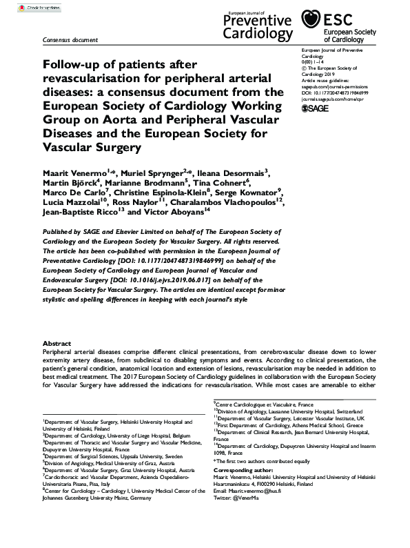(PDF) Follow-up of patients after revascularisation for peripheral ...
