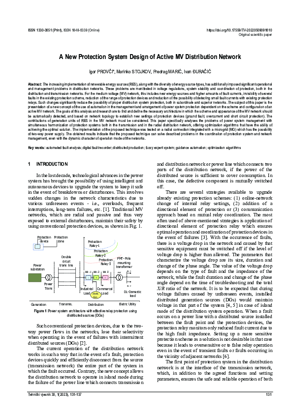 (PDF) A New Protection System Design of Active MV Distribution Network