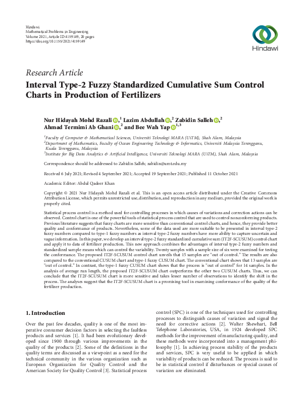 (PDF) Interval Type-2 Fuzzy Standardized Cumulative Sum Control Charts in Production of ...