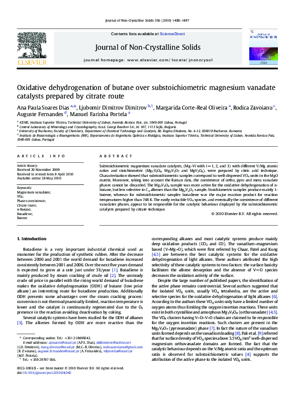 (PDF) Oxidative dehydrogenation of butane over substoichiometric ...