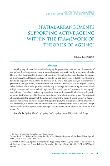 (PDF) SPATIAL ARRANGEMENTS SUPPORTING ACTIVE AGEING WITHIN THE ...