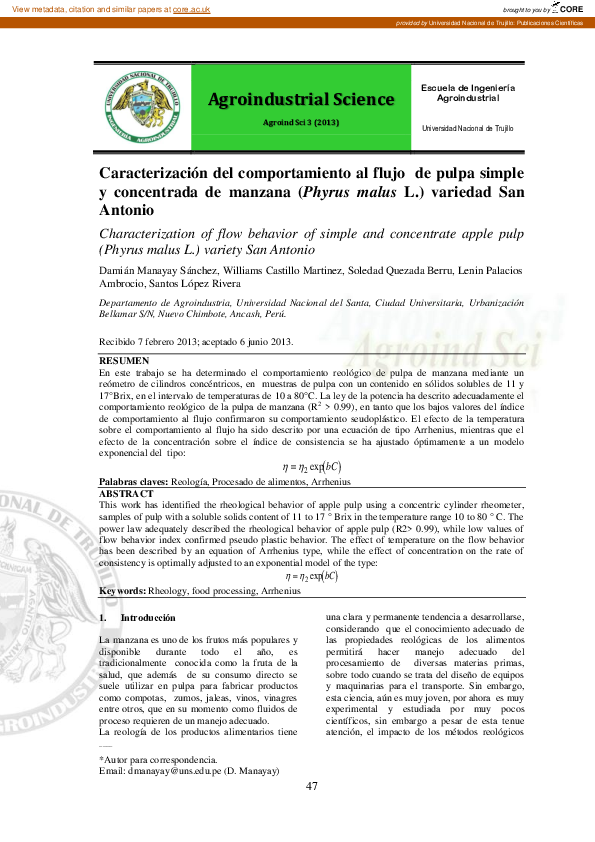 (PDF) Caracterización del comportamiento al flujo de pulpa simple y ...