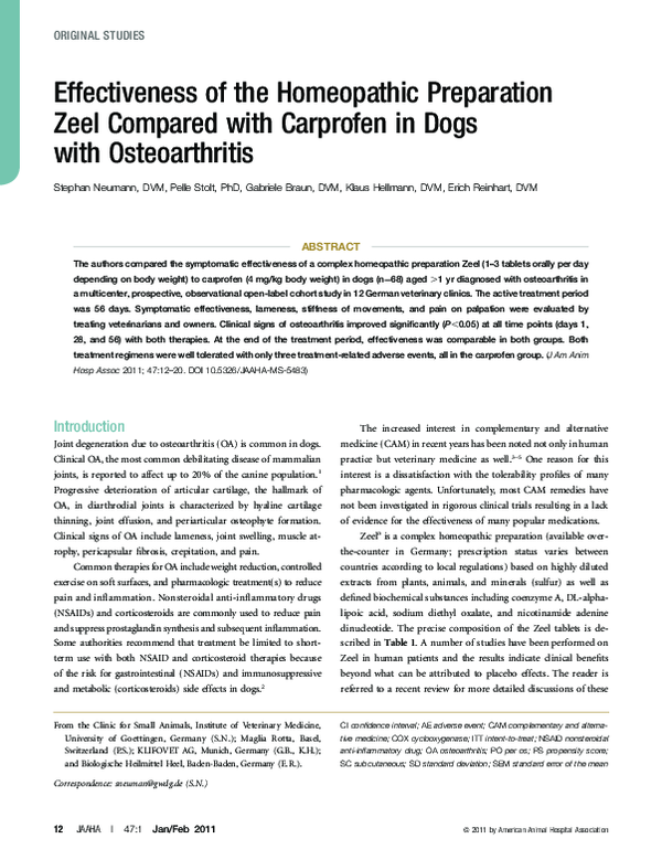 (PDF) Effectiveness of the Homeopathic Preparation Zeel Compared with ...
