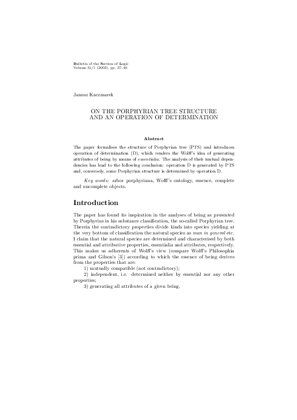 (PDF) Porphyrian Trees and Determination Operation