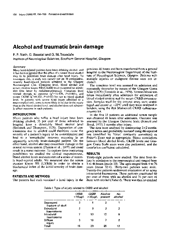 (PDF) Alcohol and traumatic brain damage