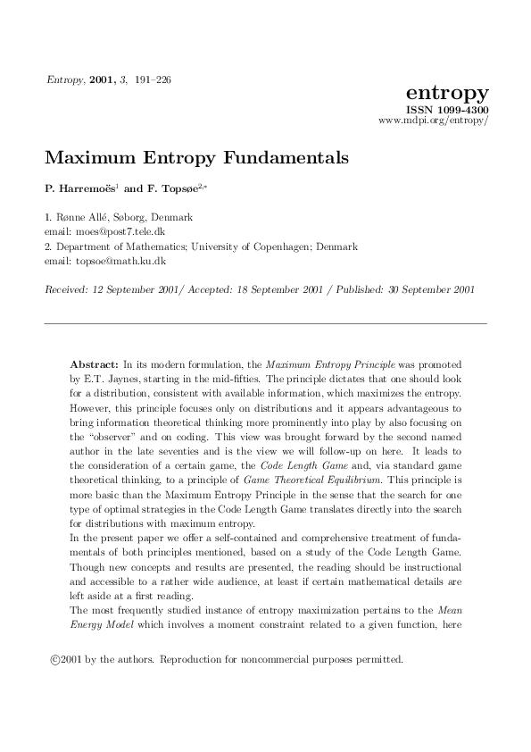 (PDF) Maximum Entropy Fundamentals