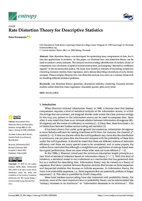 (PDF) Rate Distortion Theory for Descriptive Statistics