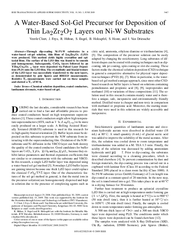 (PDF) A Water-Based Sol-Gel Precursor for Deposition of Thin ${\rm La}_{2}{\rm Zr}_{2}{\rm O}_{7 ...