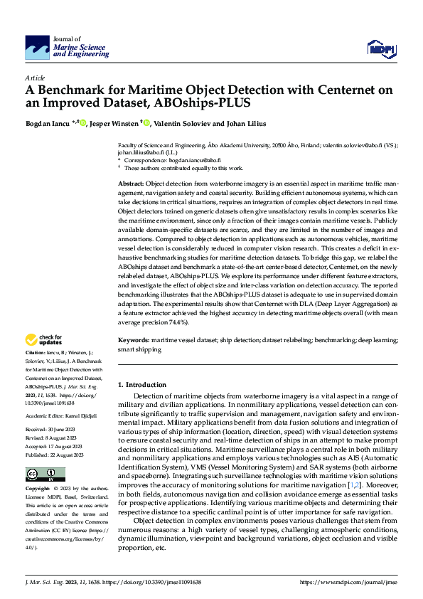 Pdf A Benchmark For Maritime Object Detection With Centernet On An