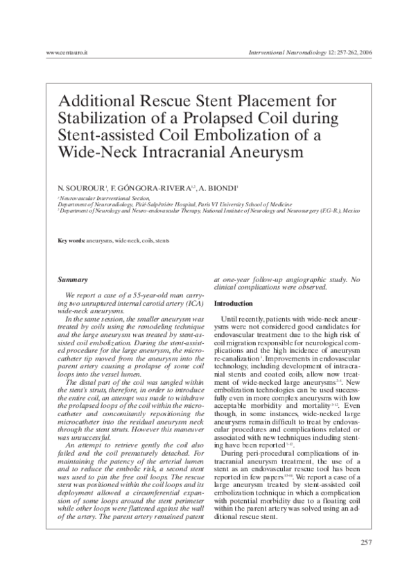 (PDF) Additional Rescue Stent Placement for Stabilization of a ...