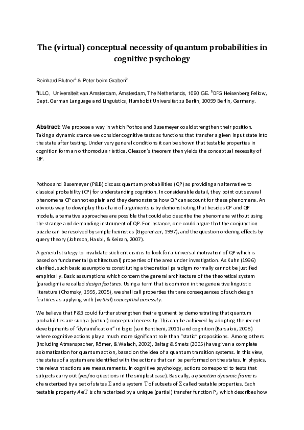(PDF) The (virtual) conceptual necessity of quantum probabilities in ...