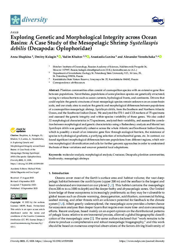 (PDF) Exploring Genetic and Morphological Integrity across Ocean Basins ...