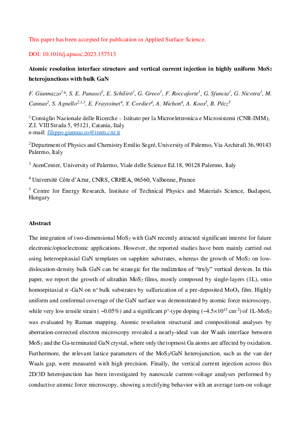 (PDF) Atomic Resolution Interface Structure and Vertical Current ...