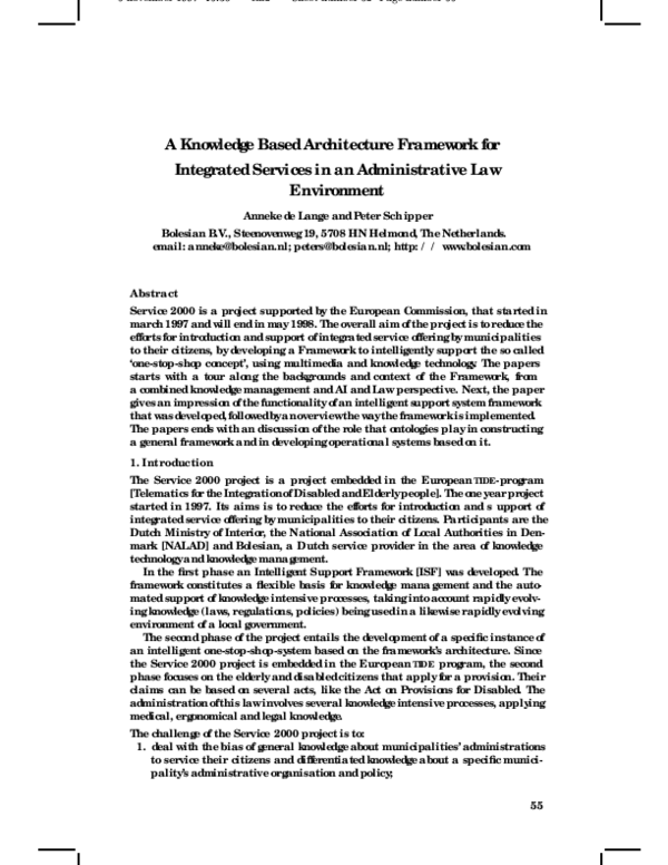 (PDF) A Knowledge Based Architecture Framework for Integrated Services ...
