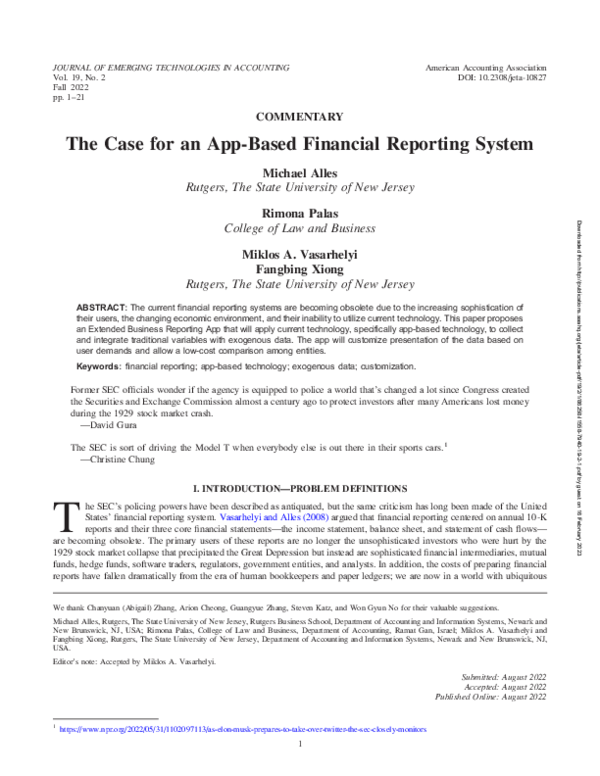 (PDF) The Case for an App-Based Financial Reporting System