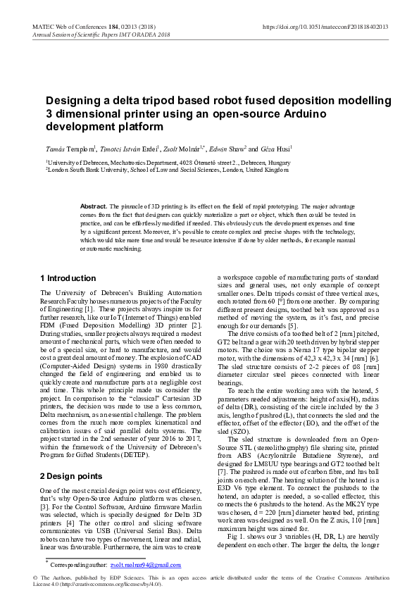 (PDF) Designing a delta tripod based robot fused deposition modelling 3 dimensional printer ...