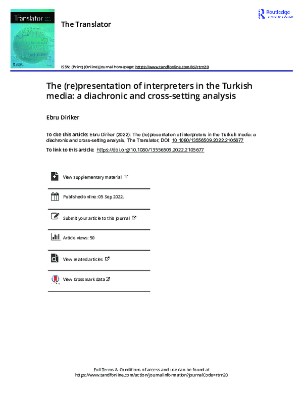 (PDF) The (re)presentation of interpreters in the Turkish media: a ...