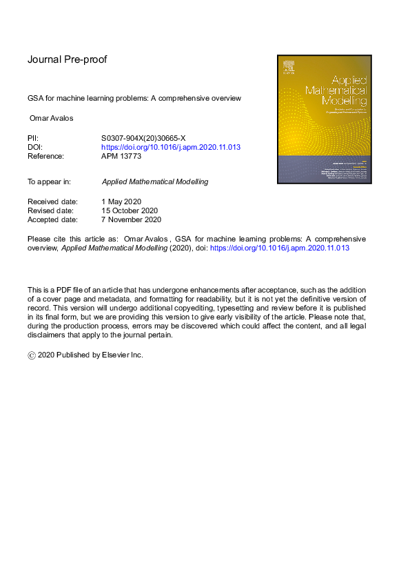 (PDF) GSA for machine learning problems: A comprehensive overview