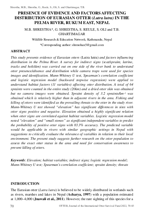 (PDF) PRESENCE OF EVIDENCE AND FACTORS AFFECTING DISTRIBUTION OF ...
