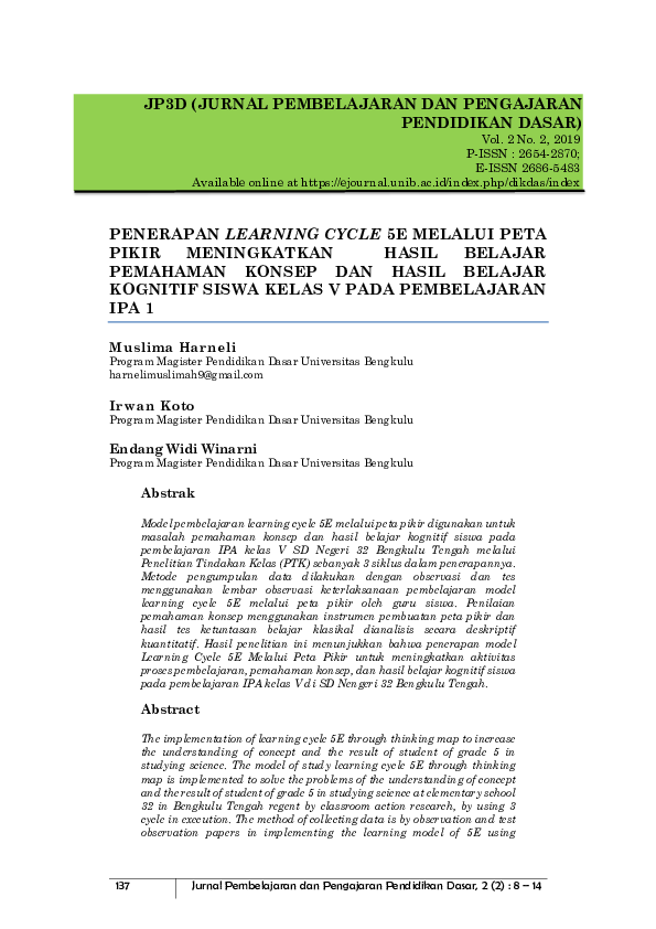 (PDF) Penerapan Learning Cycle 5E Melalui Peta Pikir Meningkatkan Hasil Belajar Pemahaman Konsep ...