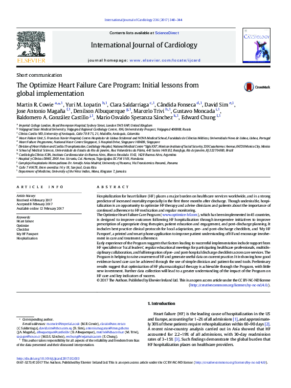 (PDF) The Optimize Heart Failure Care Program: Initial lessons from ...