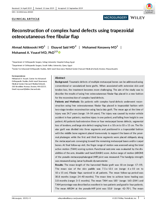 (PDF) Reconstruction of complex hand defects using trapezoidal ...