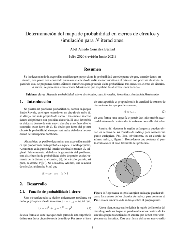 (PDF) Determinación del mapa de probabilidad en cierres de círculos y simulación para N iteraciones