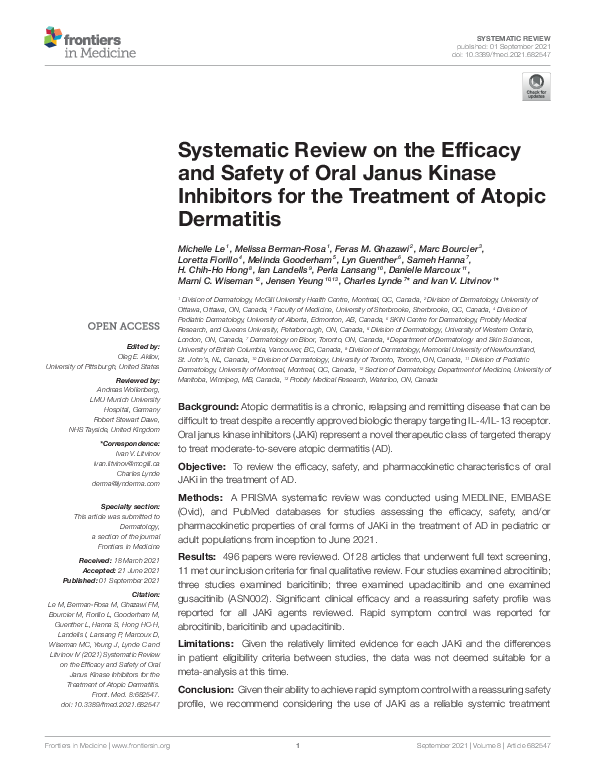 (PDF) Systematic Review on the Efficacy and Safety of Oral Janus Kinase Inhibitors for the ...