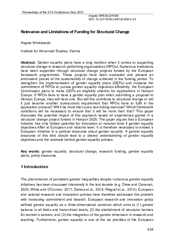 (PDF) Relevance and Limitations of Funding for Structural Change