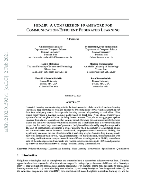 (PDF) FEDZIP: A Compression Framework for Communication-Efficient ... (PDF) FEDZIP: A Compression Framework for Communication-Efficient ...