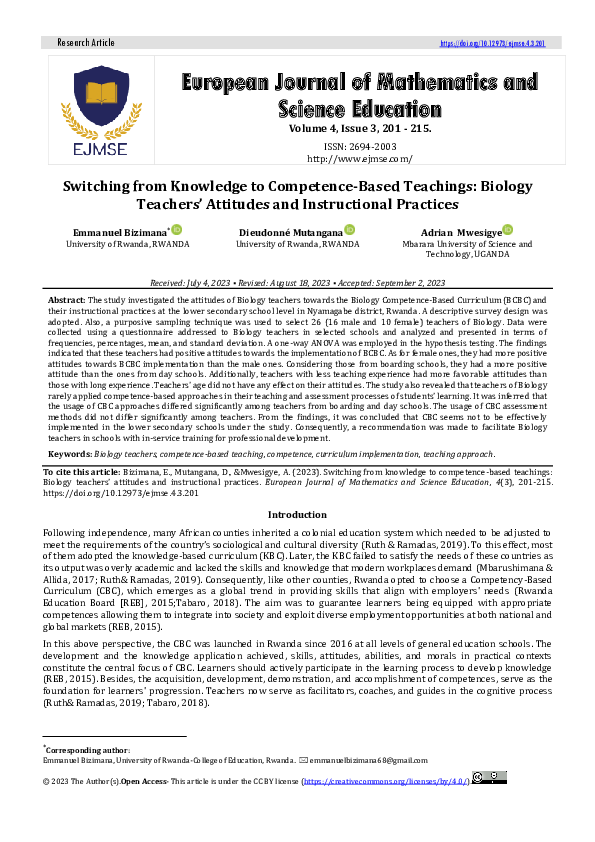 (PDF) Switching from Knowledge to Competence-Based Teachings: Biology ...