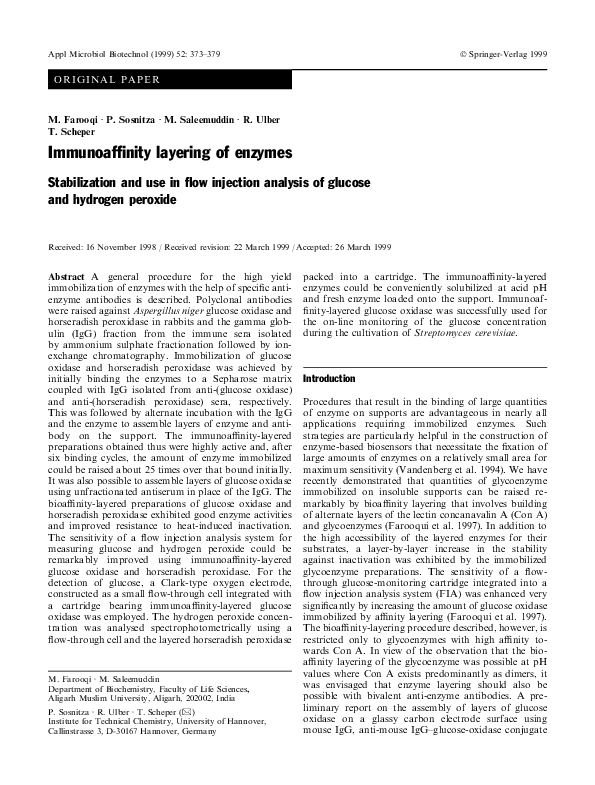 (PDF) Immunoaffinity layering of enzymes