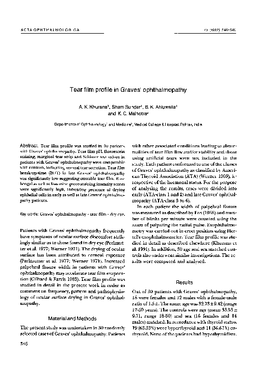 (PDF) Tear film profile in Graves' ophthalmopathy