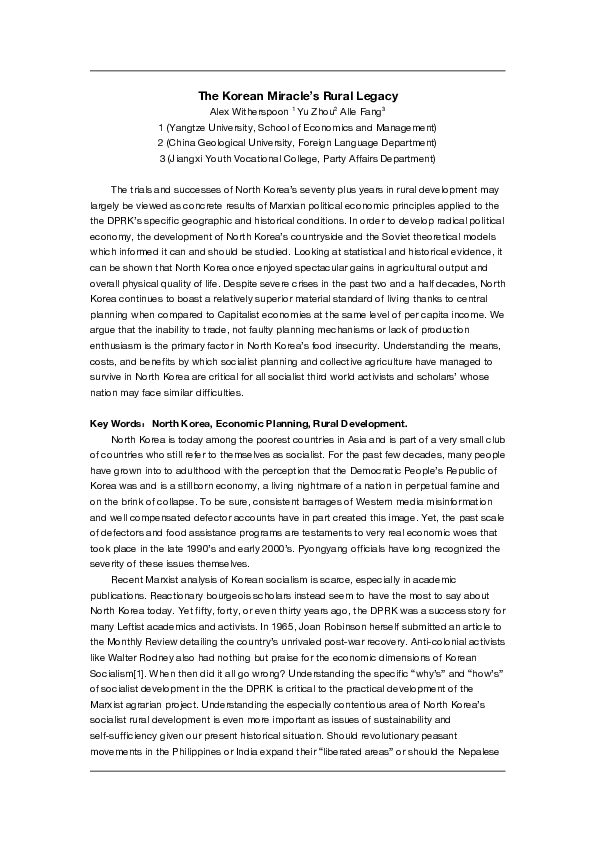(PDF) The Korean Miracle's Rural Legacy