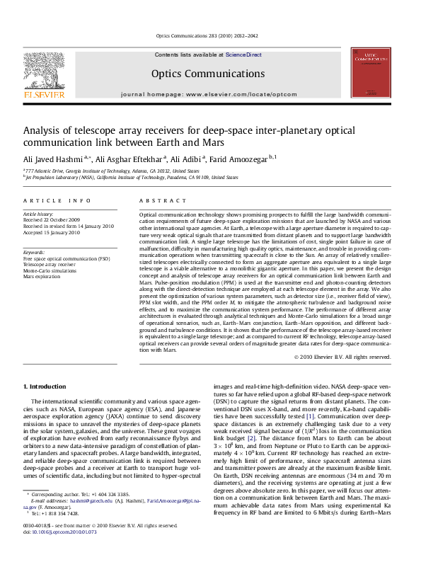 (PDF) Analysis of Telescope Array Receivers for Deep-Space Inter ...