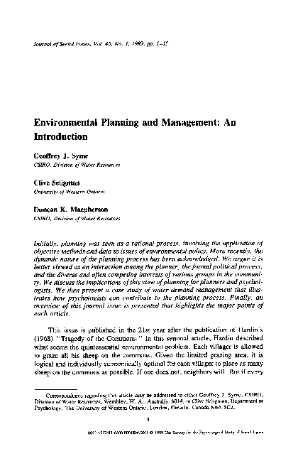 (PDF) Environmental Planning and Management: An Introduction